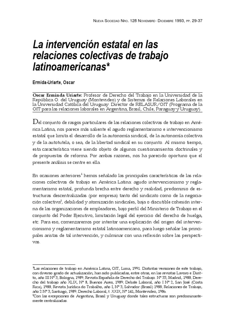 La intervención estatal en las | Derecho laboral | Sindicato
