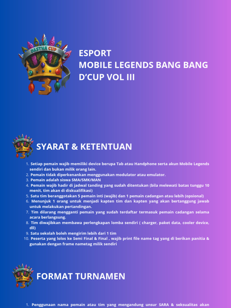 Esport Mobile Legends Bang Bang D'cup Vol III | PDF