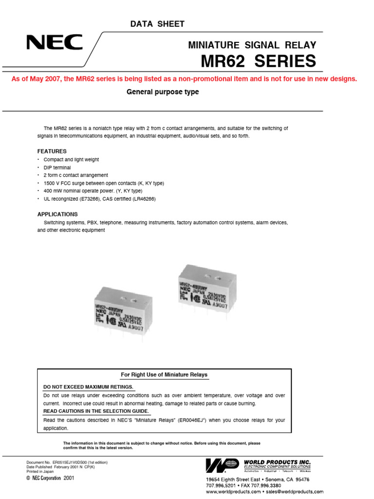 mr62-3953 | PDF | Relay | Humidity