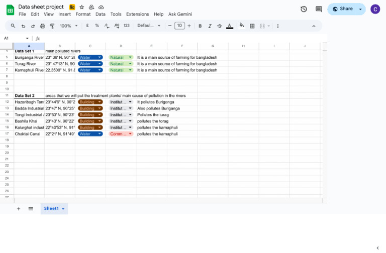 Data Sheet Project - Google Sheets | PDF