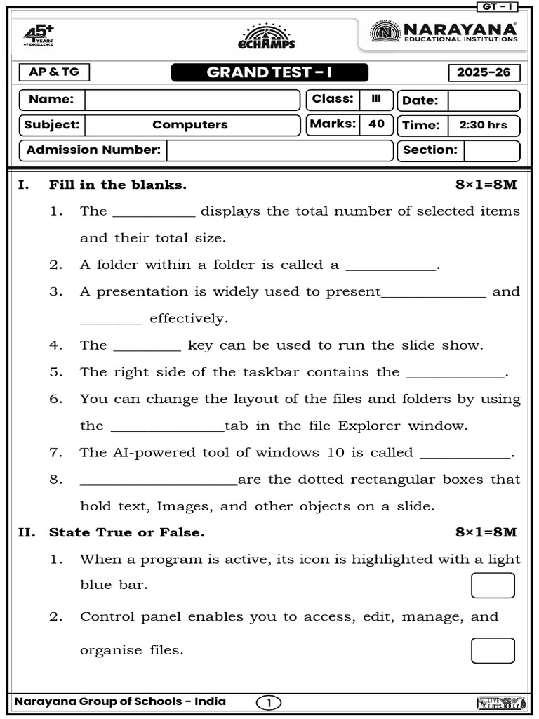 AP & TG Computers Grand Test - III Grade I Qp. - 20251110 - 182554 ...