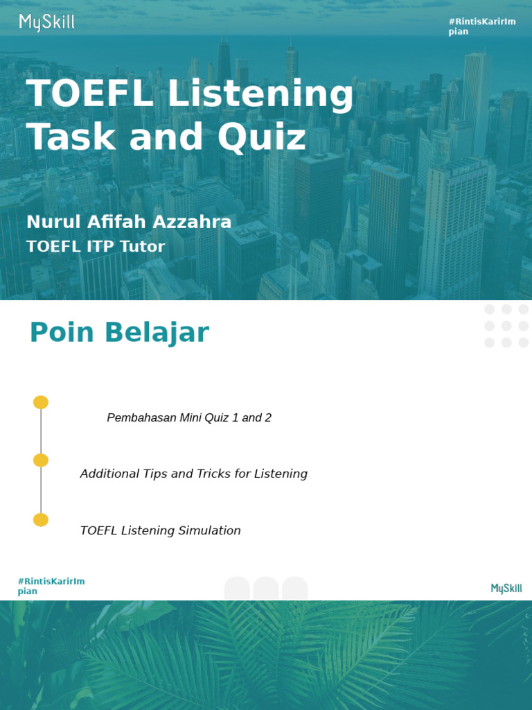 Sesi 3 - ToEFL Listening Task & Quiz | PDF