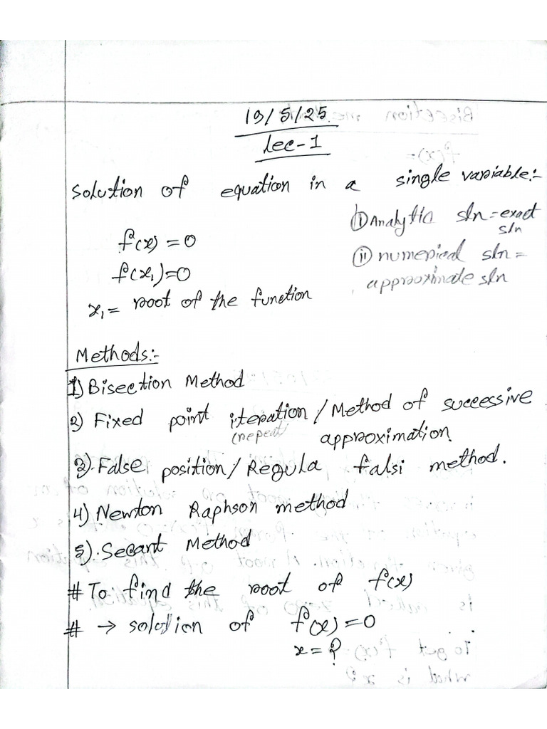 MTH 2203 Numerical Analysis Lec 01 & 02 19 & 22 Jun 2025 | PDF