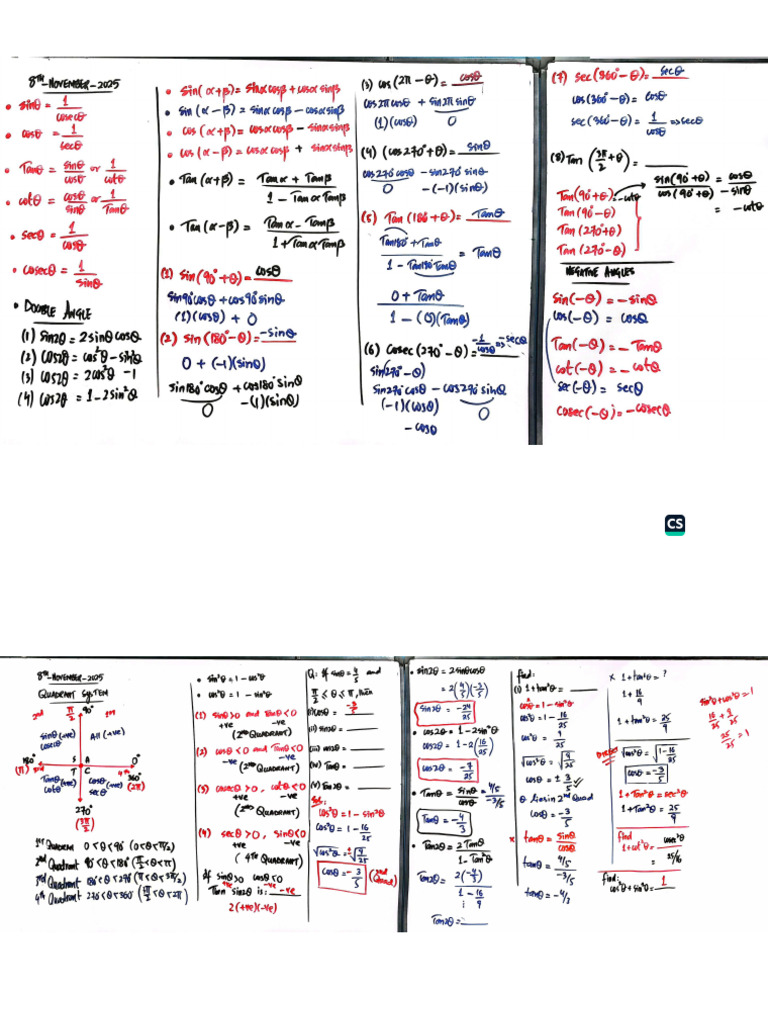 Trigonometric Identities Lec 01 (8-Nov-2025) | PDF