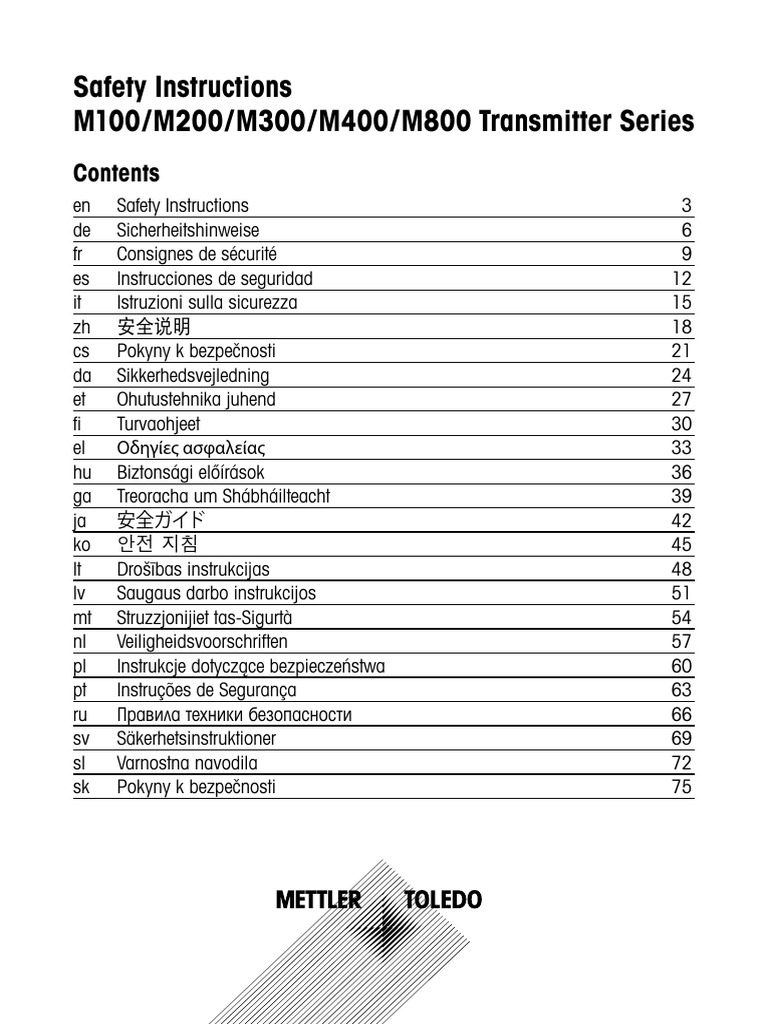 Safety Instructions M100 / M200 / M300 / M400 / M800 Transmitter Series ...