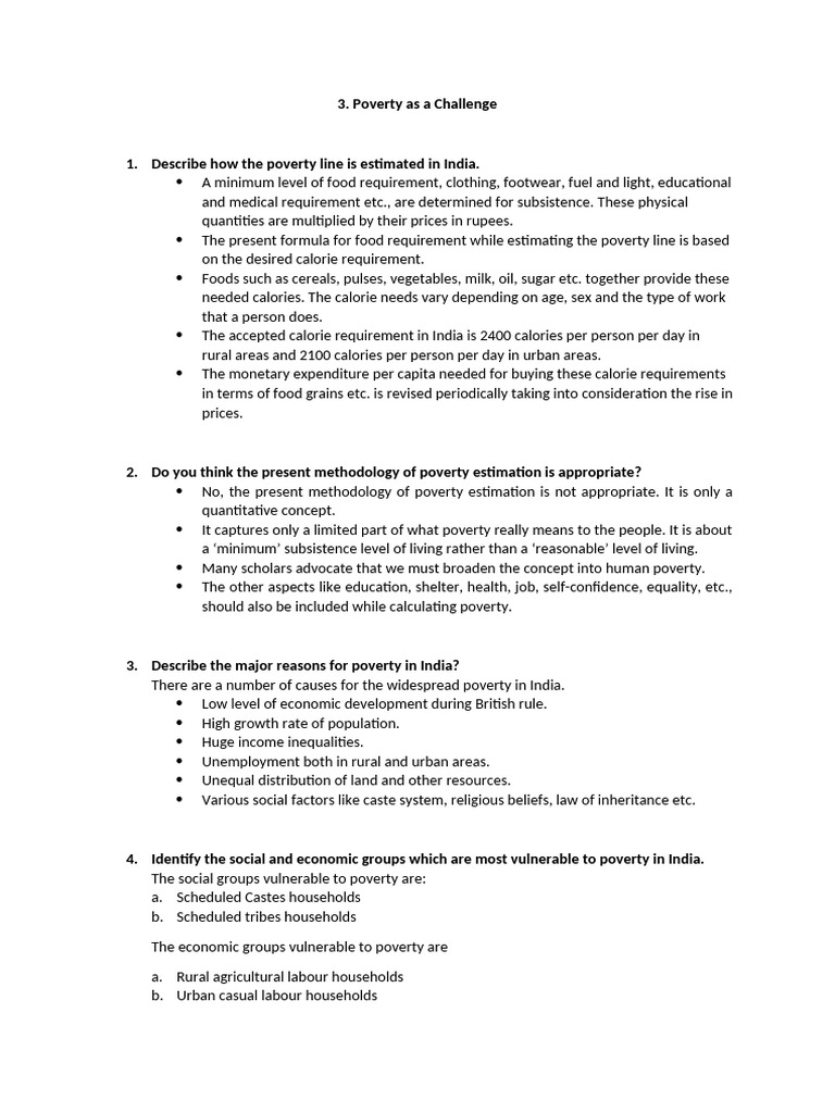 3. Poverty as a Challenge ( Notes ) | PDF | Poverty | Poverty ...