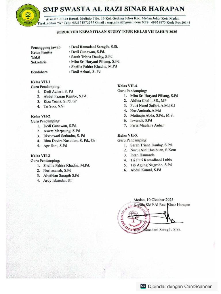 SK Panitia Studytour Kelas 7 2025 | PDF
