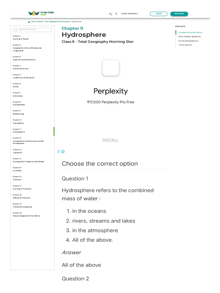 Class 9 Geography: Hydrosphere Study Guide | PDF | Tide | Oceans