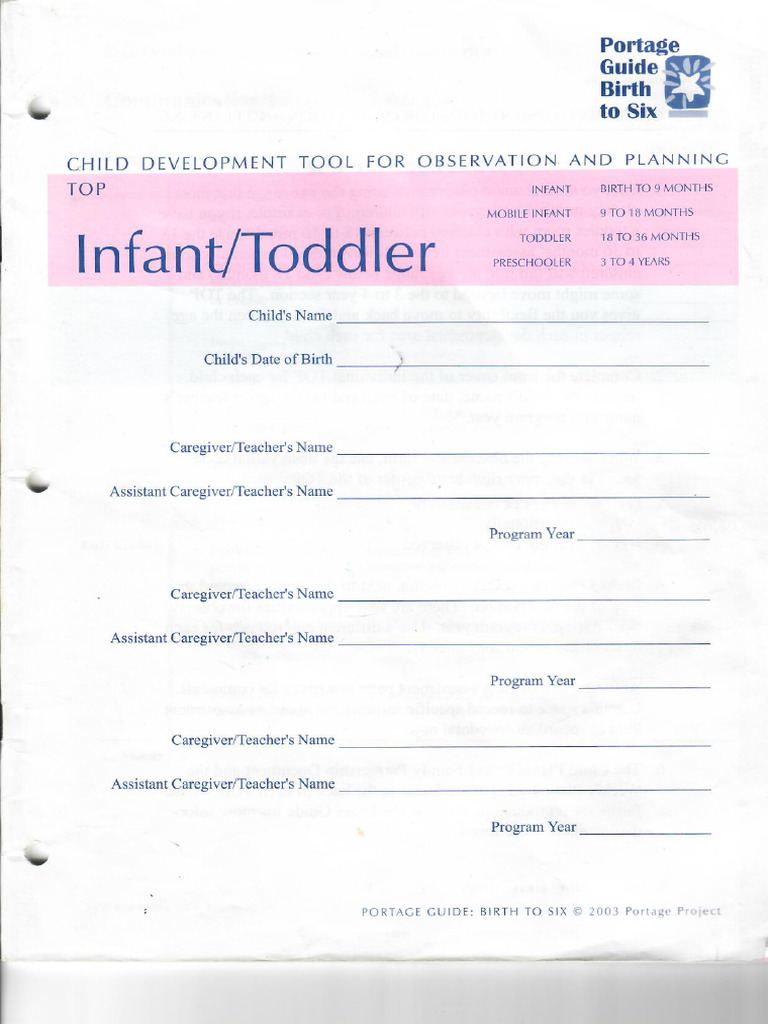 Child Development Tool for Observation and Planning -Infant-Toddler | PDF