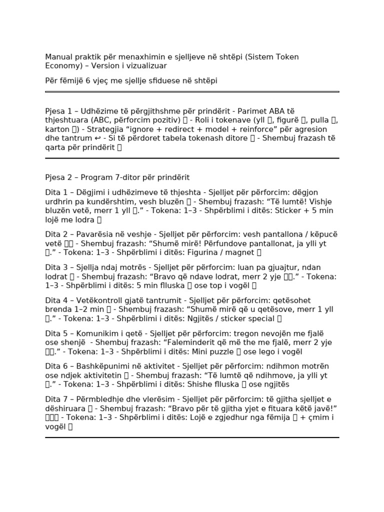 Manual Token Economy | PDF