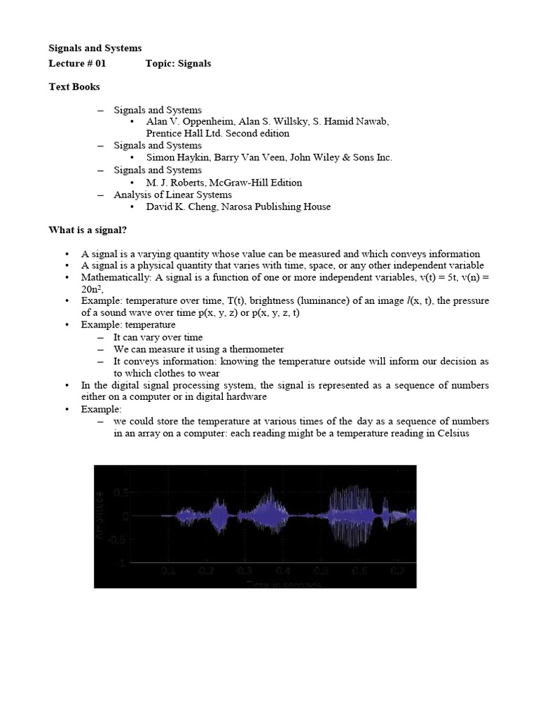 Understanding Signals in Systems | PDF | Discrete Time And Continuous ...