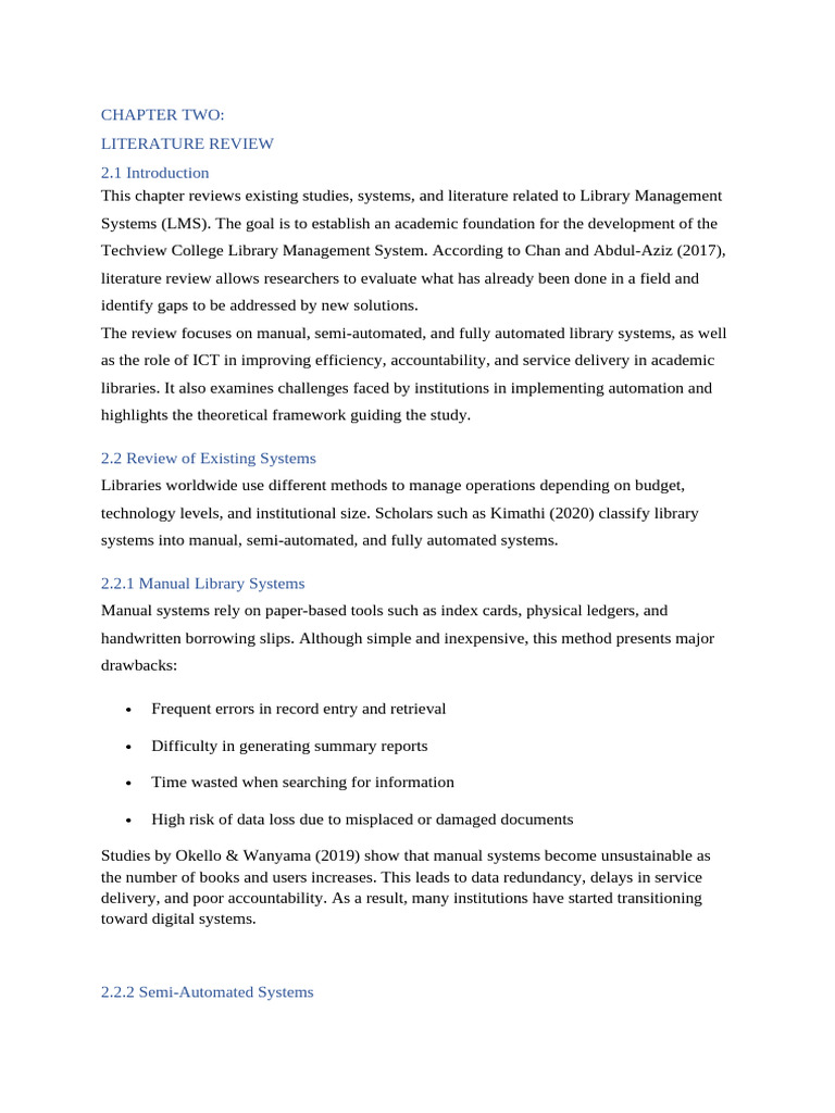 Chapter Two Project Proposal Nkirrote | PDF | Libraries | Automation