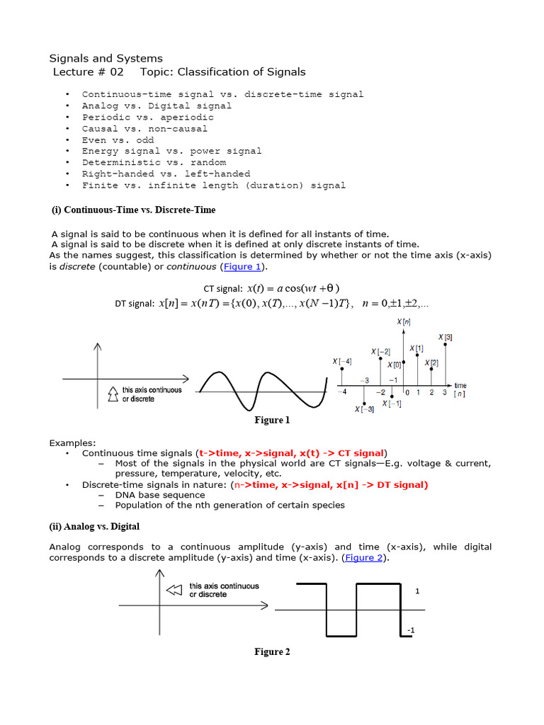 Lecture02 - Classification of Signals | PDF | Discrete Time And ...