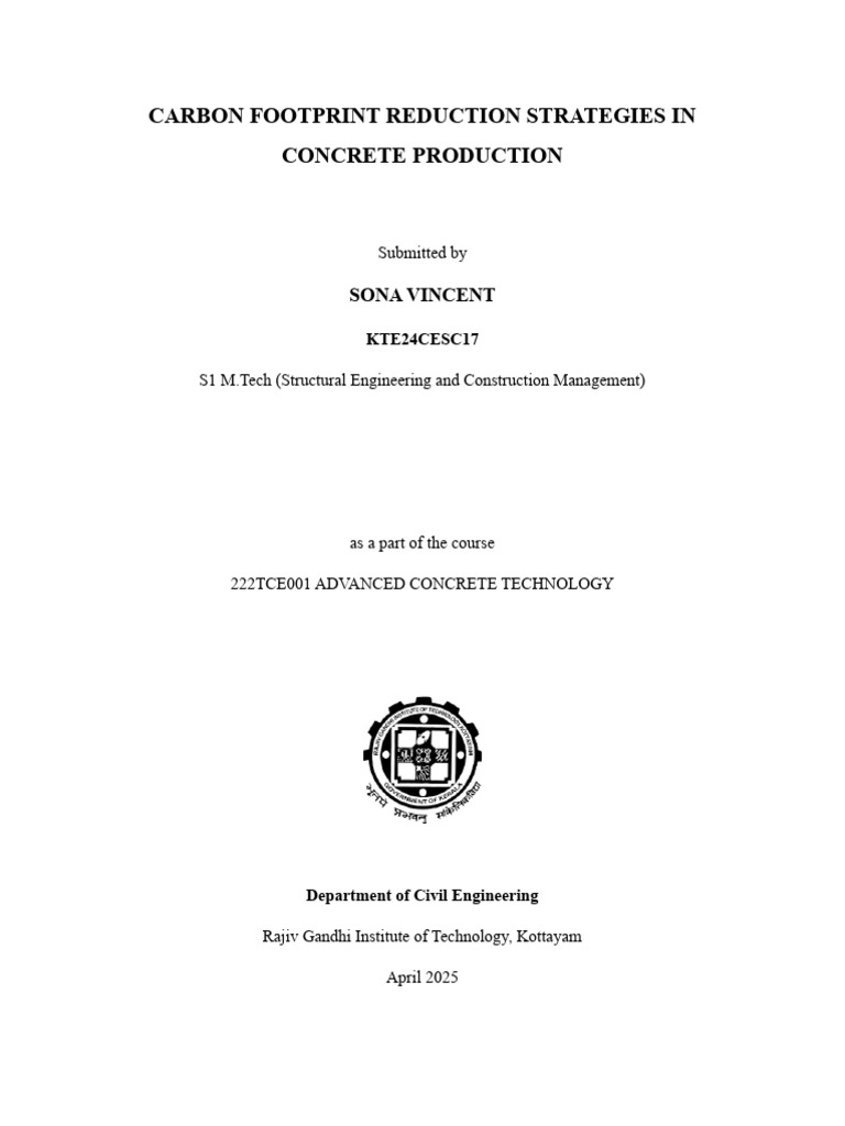 Carbon Footprint Reduction Strategies in Concrete Production Final ...