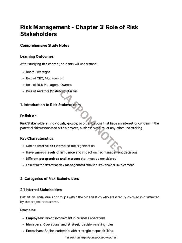 Risk Management Ch3 Study Notes | PDF | Risk Management | Risk