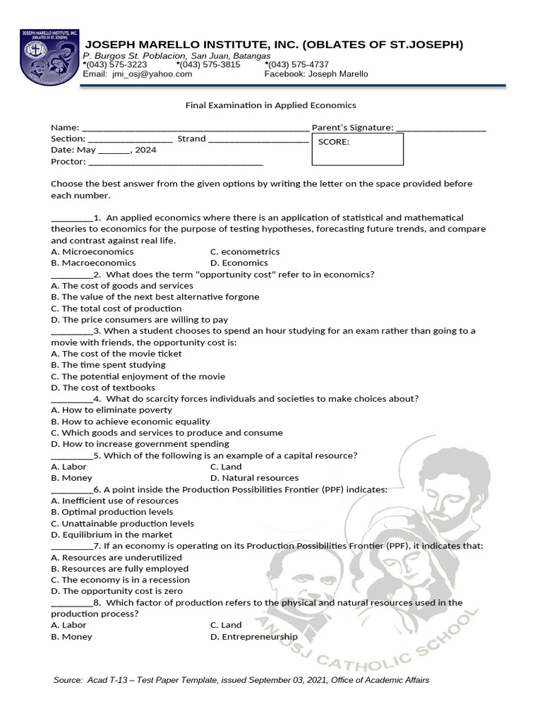 FORMAT-finals - Applied Eco | PDF | Economics | Economic Equilibrium