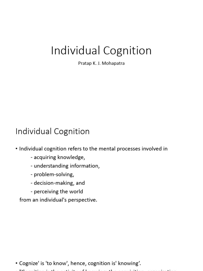 LECTURE 17. Cognition | PDF | Perception | Cognition