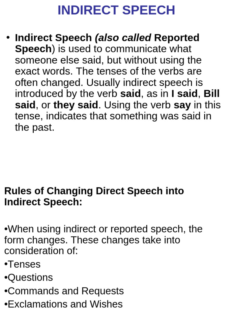 Mastering Indirect Speech Rules | PDF