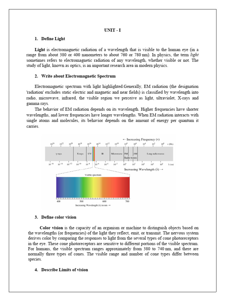 Mp unit 1 2m | PDF | Light | Electromagnetic Radiation