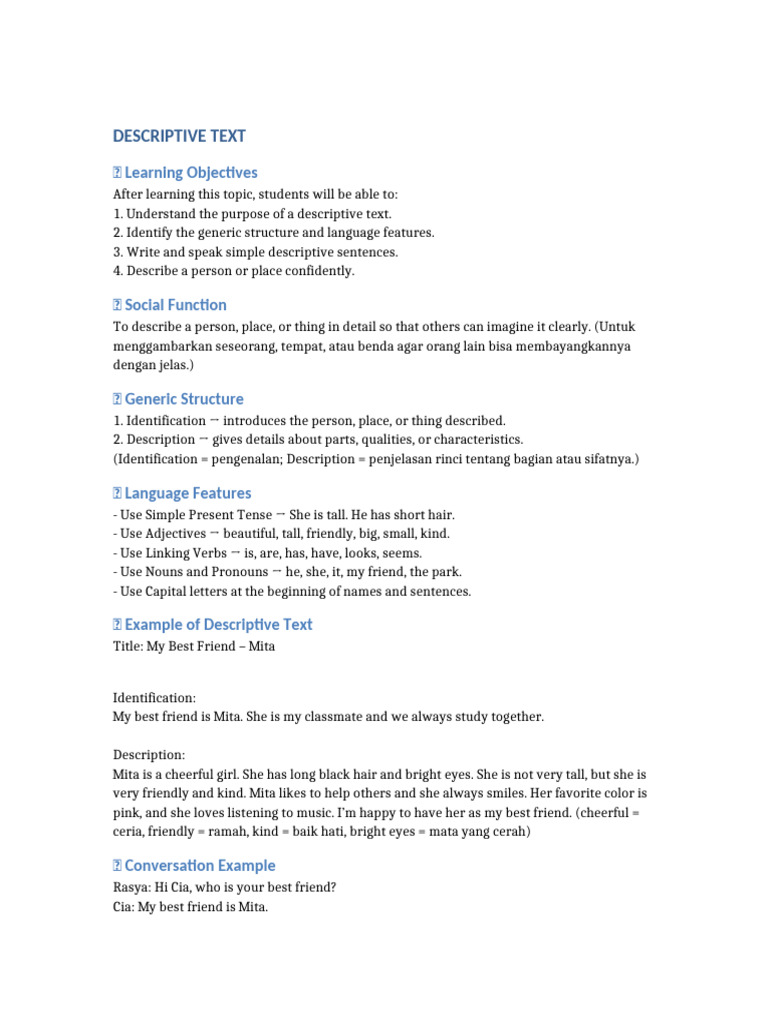 Descriptive Text Basic English | PDF | Linguistic Typology | Linguistics