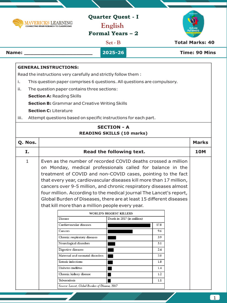 Fy2 English Qq-1 Set-B QP 2025-26 | PDF | Medicine | Health Care