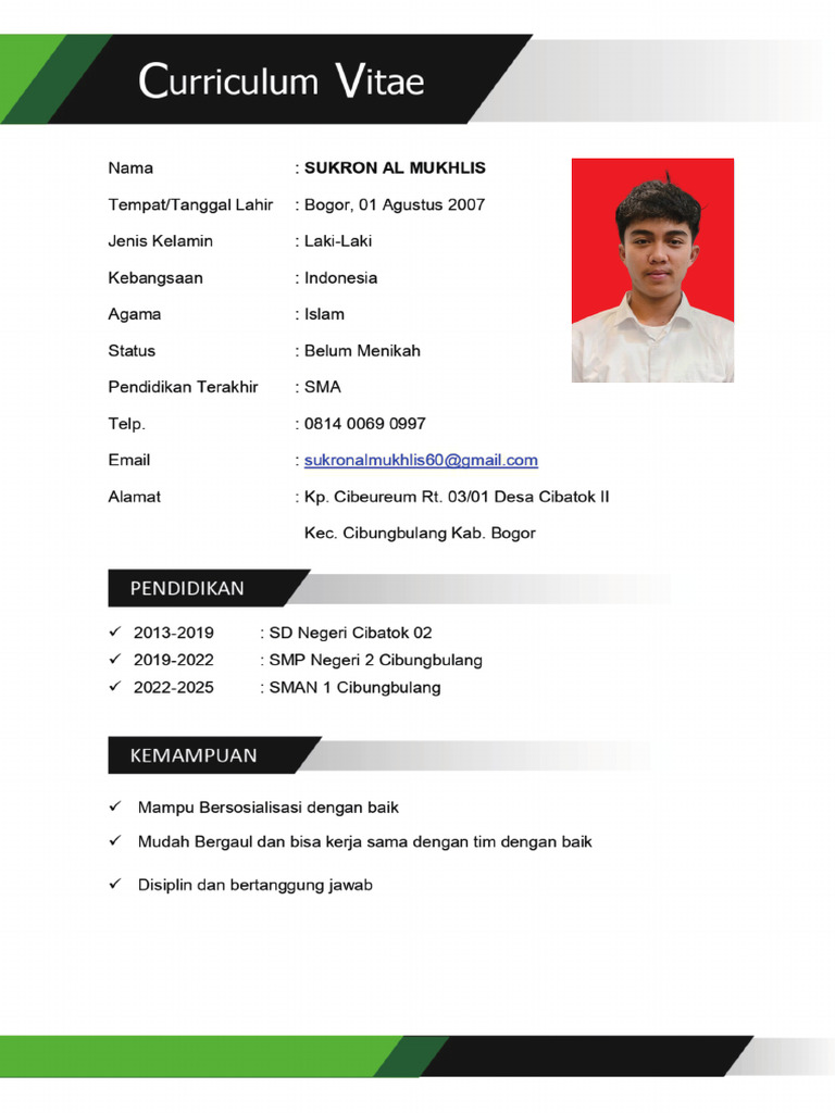 CV Sukron Al Mukhlis | PDF
