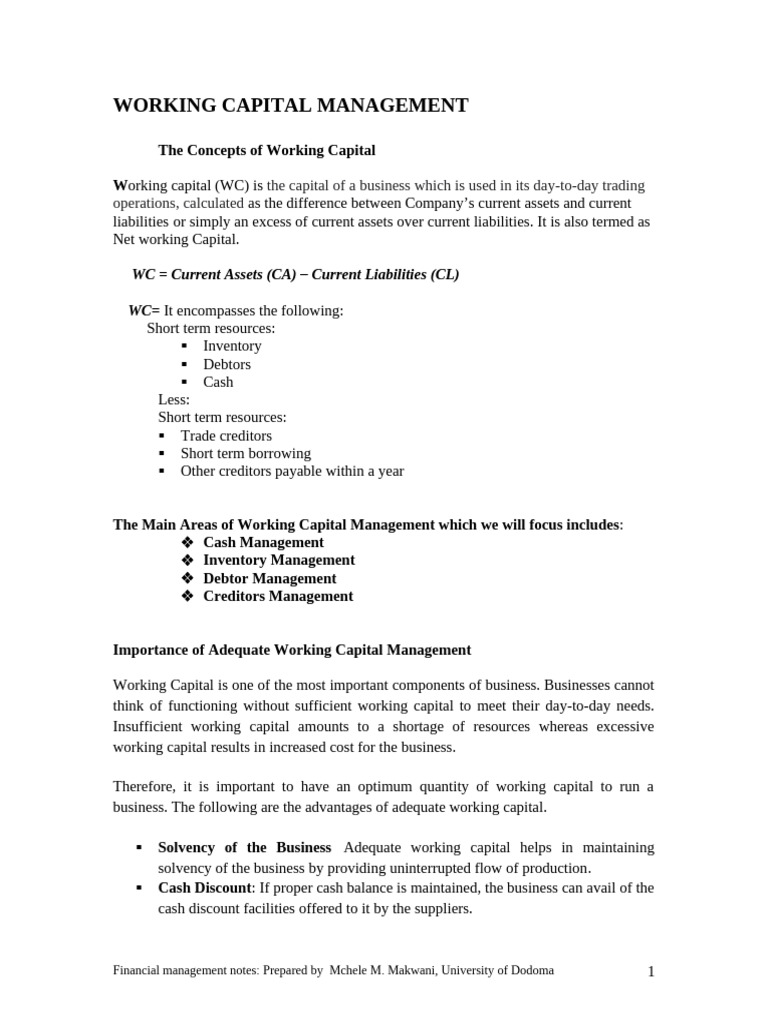 Working Capital Management Essentials | PDF | Working Capital | Discounting