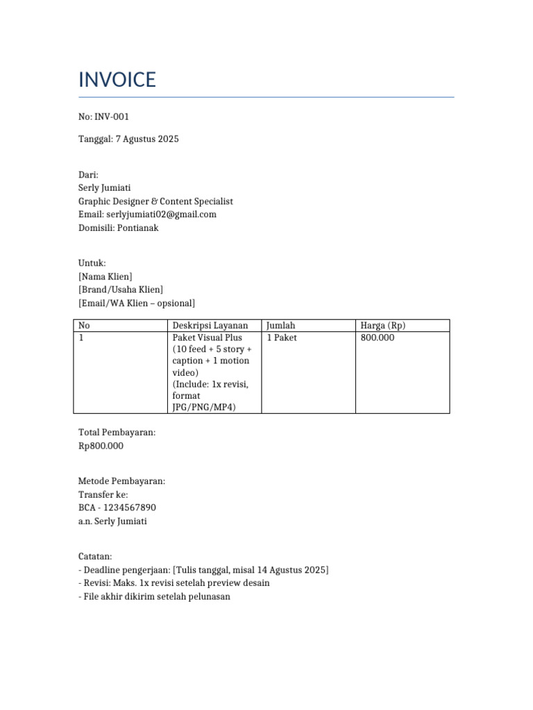 Invoice Layanan Desain Grafis 2025 | PDF