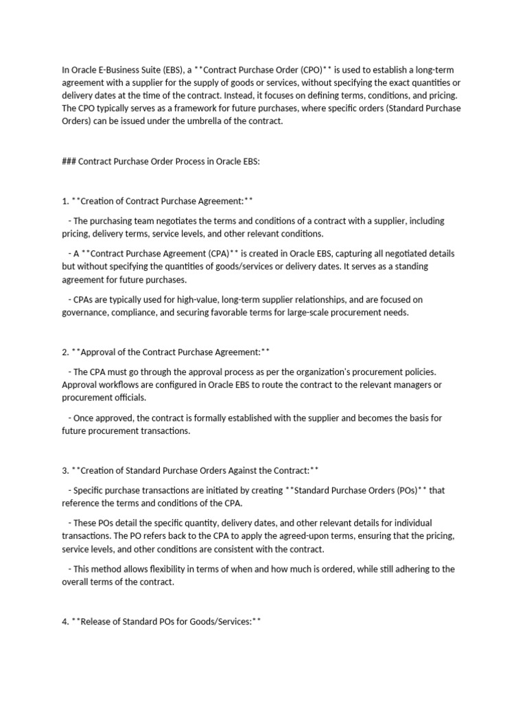 Oracle EBS Contract Purchase Order Guide | PDF | Procurement | Receipt