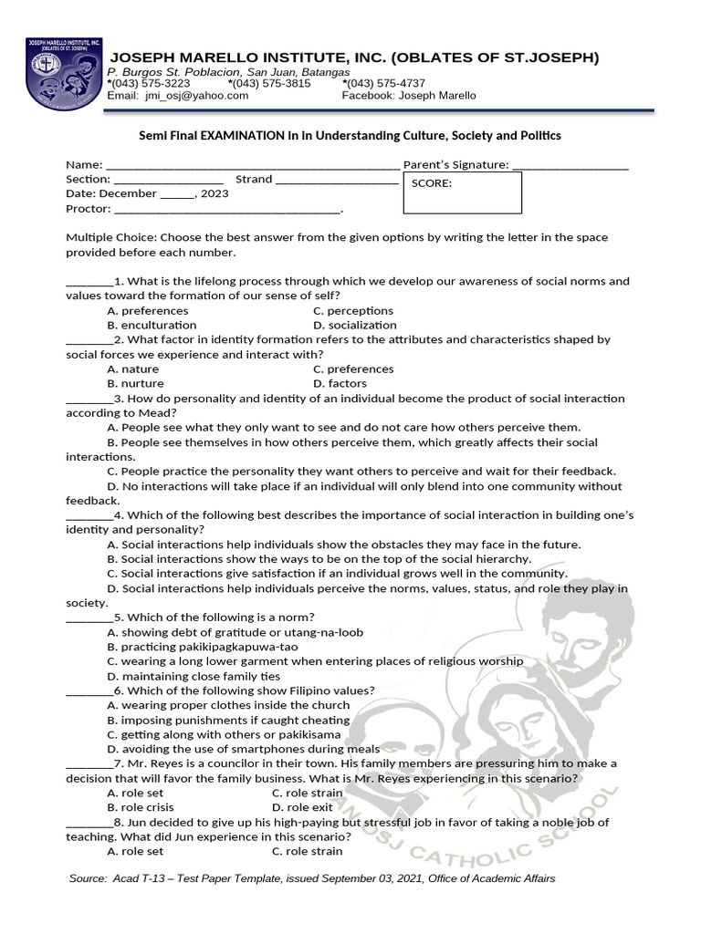 FORMAT MONTHLY Ucsp Semi Finals | PDF | Socialization | Deviance (Sociology)