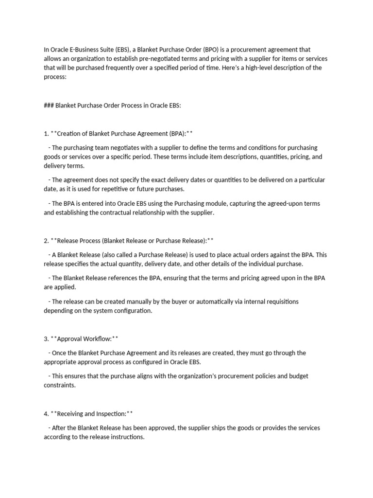 Oracle EBS Blanket Purchase Order Guide | PDF | Procurement | Business