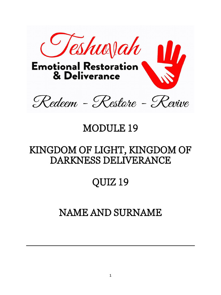 Module 19 Quiz 19 Light Versus Darkness | PDF | Deliverance Ministry ...
