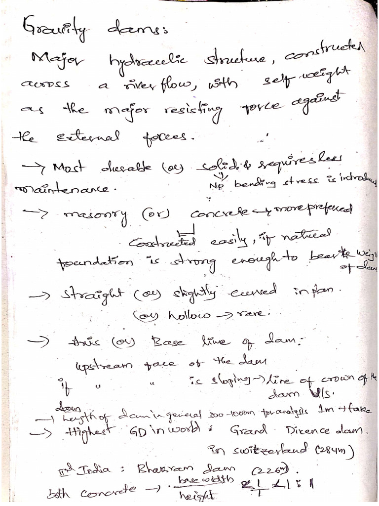 Gravity Dams - Forces - Notes | PDF