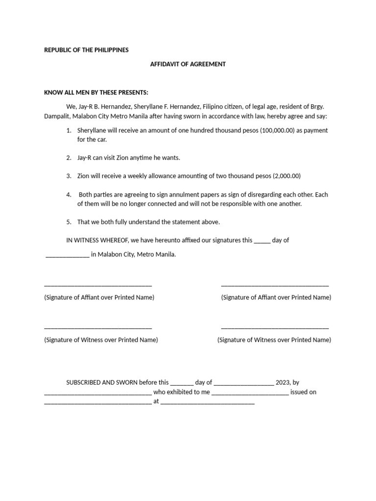 Affidavit of Agreement | PDF