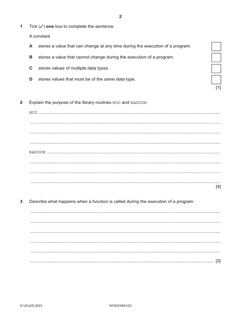 Worksheet Paper 2 | PDF | Algorithms | Data Type
