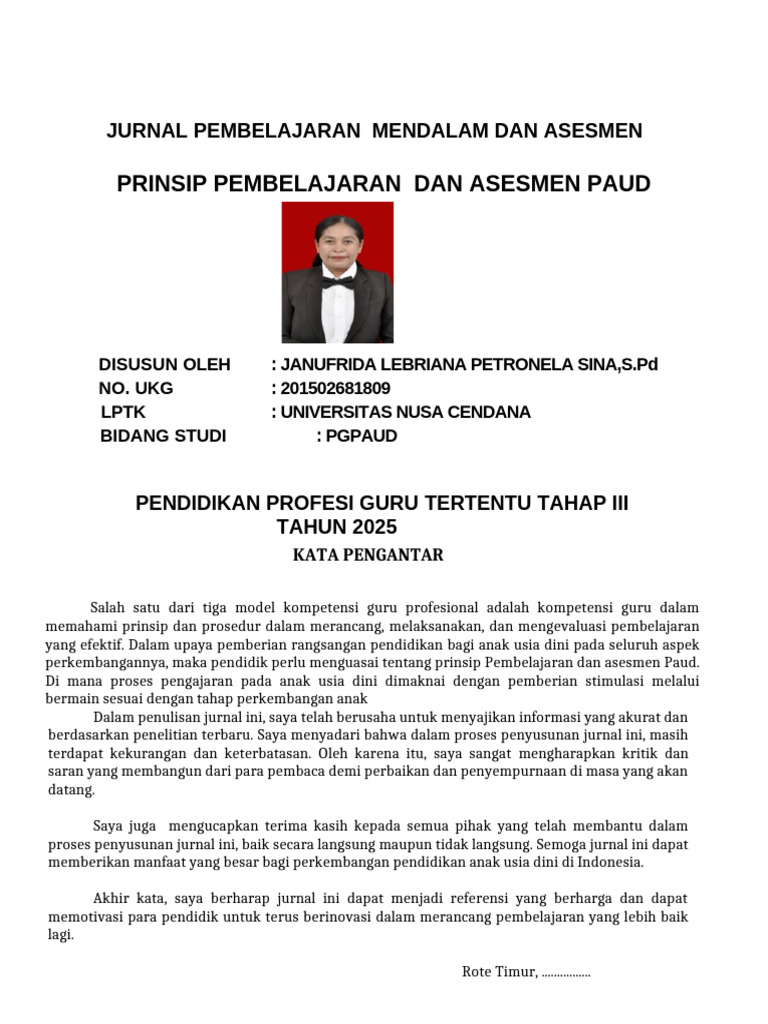 Prinsip Pembelajaran dan Asesmen PAUD | PDF