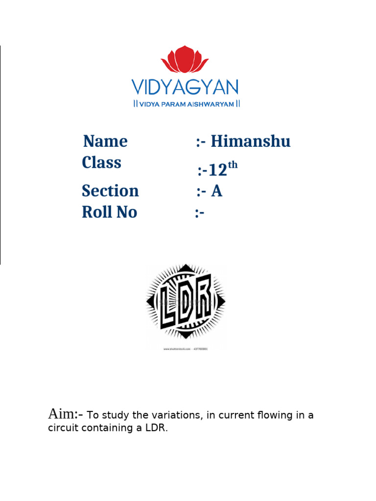 Investigatory Project On LDR | PDF | Electromagnetic Spectrum | Electrical Resistance And ...