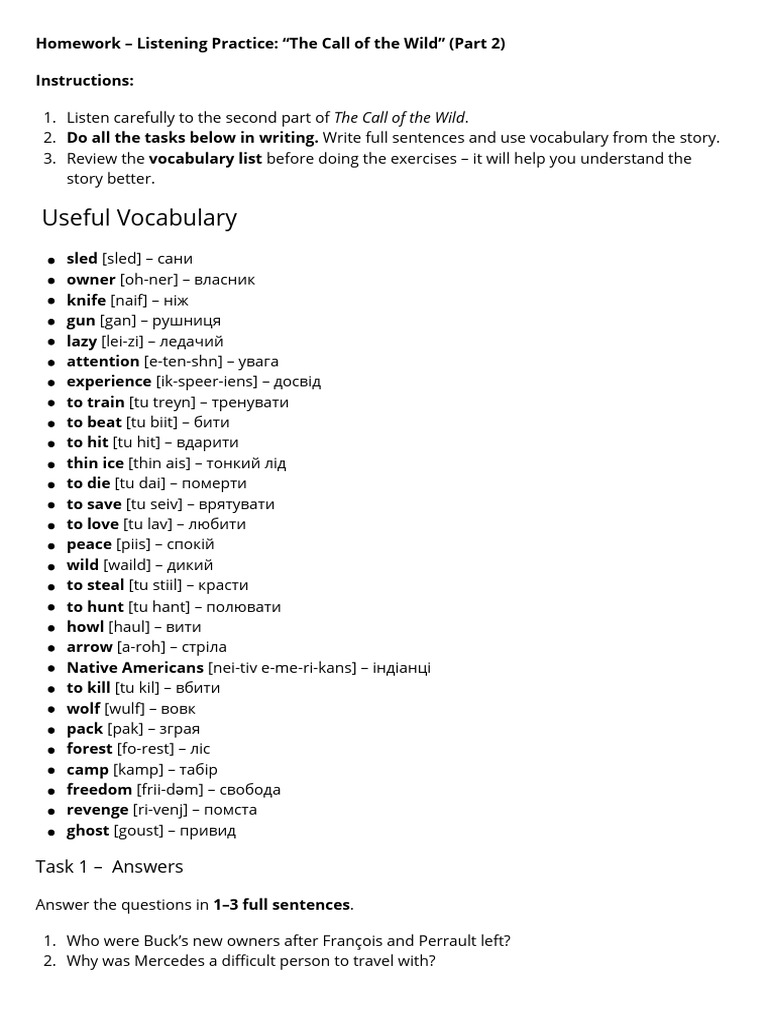 The Call of The Wild (Part 2) | PDF | The Call Of The Wild