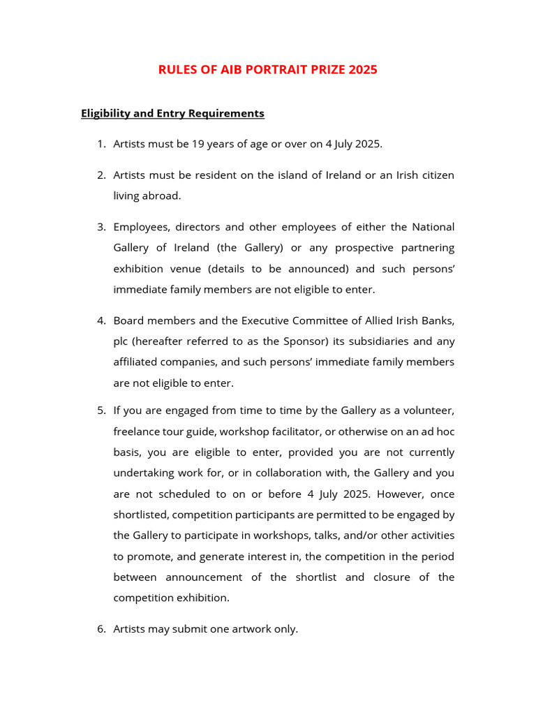 AIB Portrait Prize 2025 Guidelines | PDF