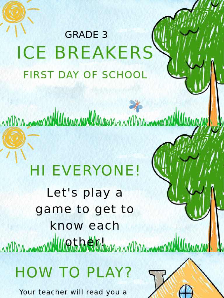Blue Green Playful First Day of School Ice Breakers Activity ...