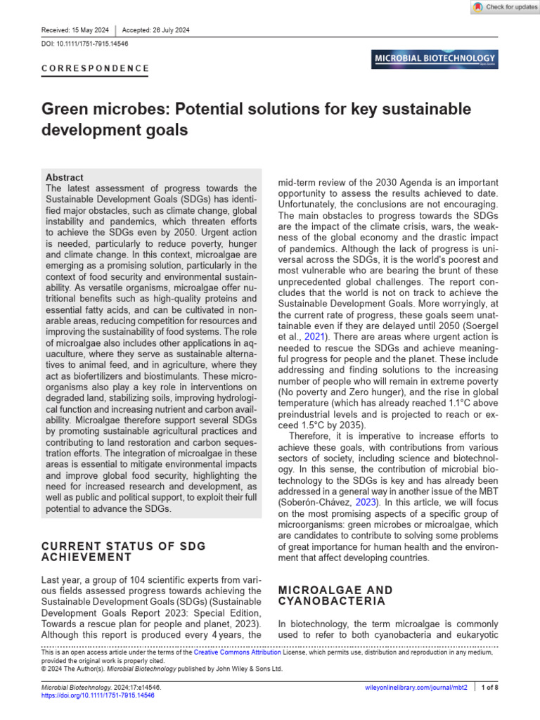 Microalgae: Solutions for Sustainable Development | PDF | Soil ...