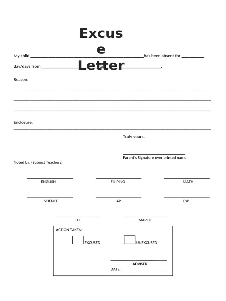 Excuse Slip | PDF