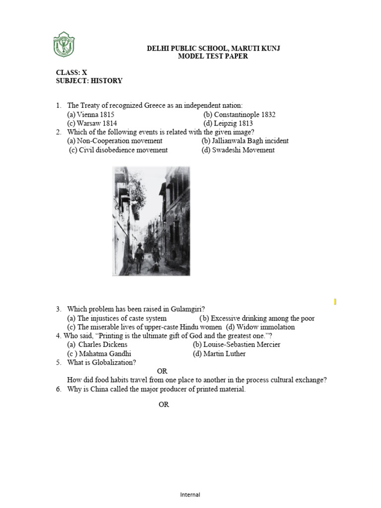 History Class 10th MTP | PDF