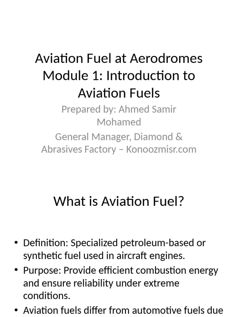 Overview of Aviation Fuel Types and Standards | PDF