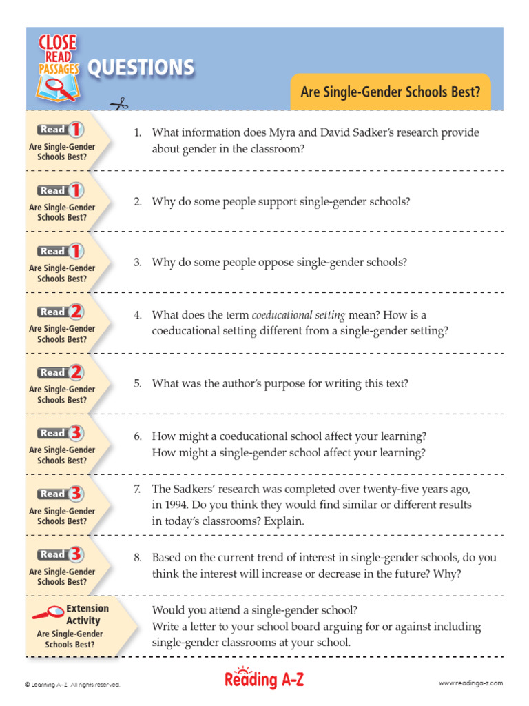 Single-Gender Schools: Pros and Cons | PDF