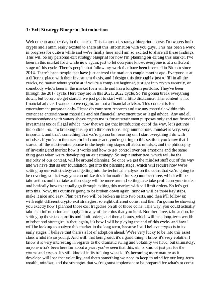 Crypto Exit Strategy Blueprint Guide | PDF | Cryptocurrency | Money