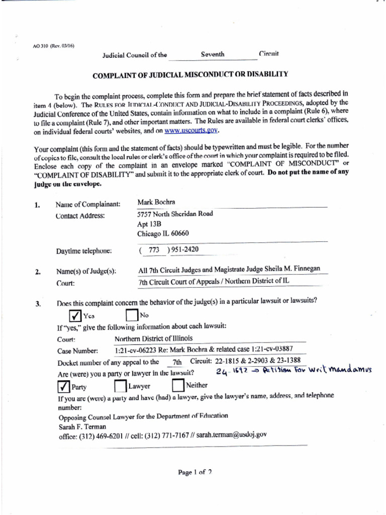 Judicial Misconduct Complaint Overview | PDF | United States Federal ...