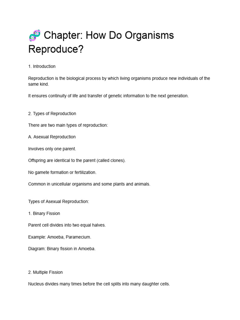 How Do Organisms Reproduce (Notes) | PDF | Reproduction | Fertilisation