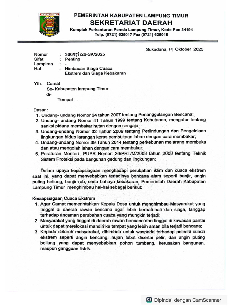 Surat Himbauan Ke Kecamatan | PDF