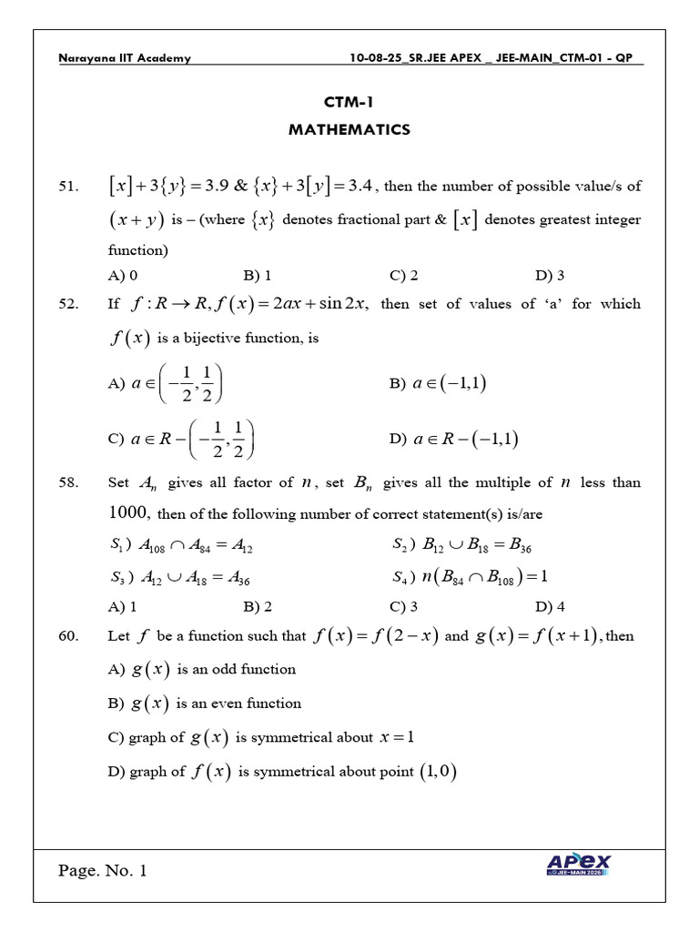 SR IIT _ JEE APEX _Jee Main CTMs_1-10_MATHEMATICS_TOP-100_Toppers_Wrong_Attempts_Assignments ...